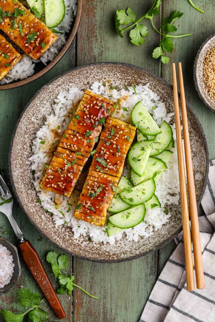 Vegan Tofu Fish with Teriyaki Glaze • Vegan Everytime