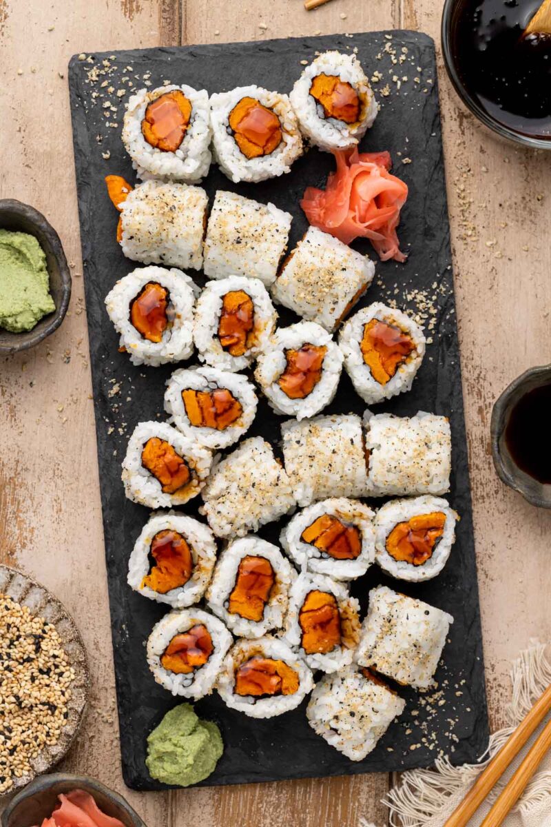 Sweet Potato Sushi Roll w/Teriyaki Sauce • Vegan Everytime